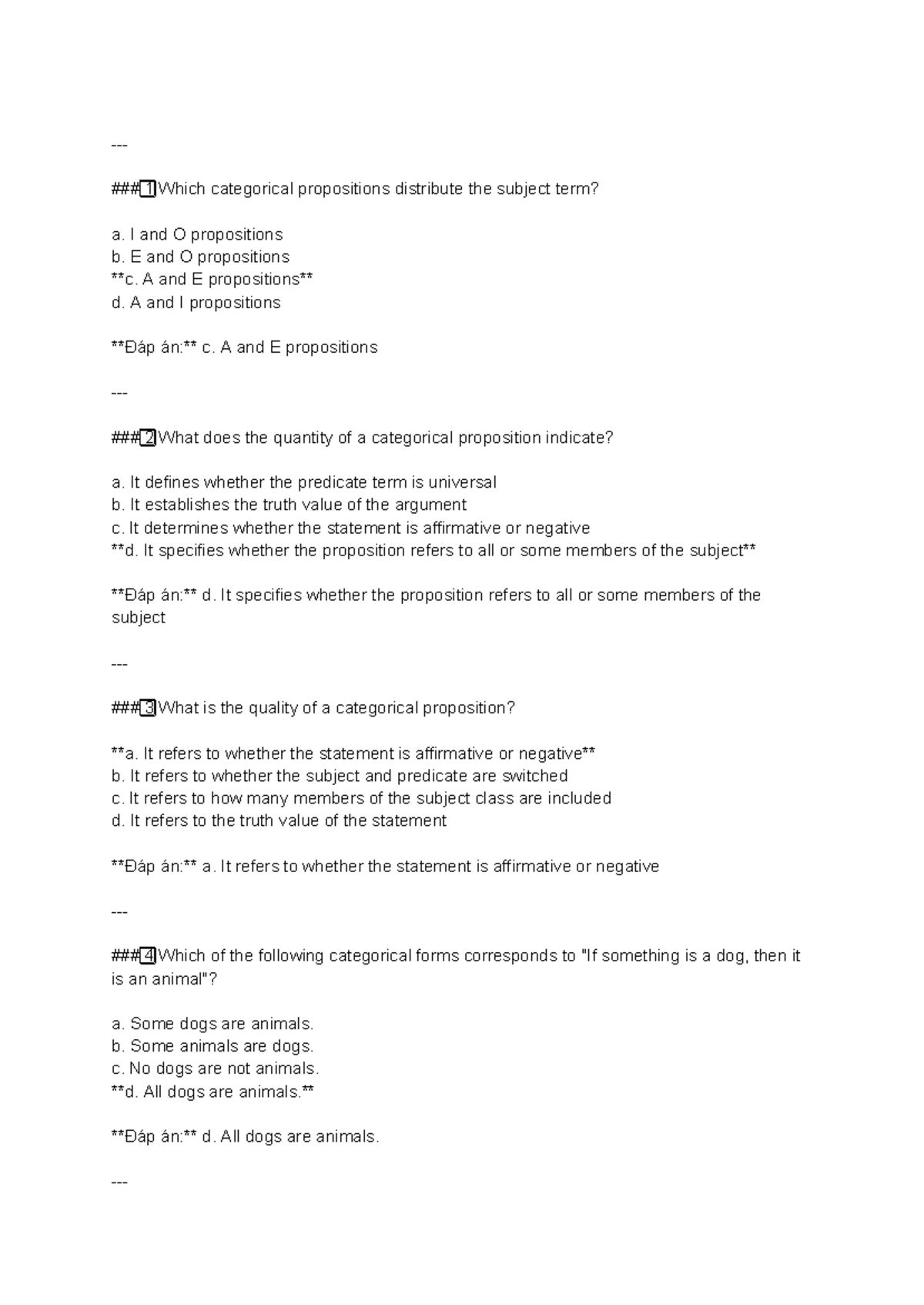 Logic 101 - Categorical Propositions and Argument Analysis - Studocu