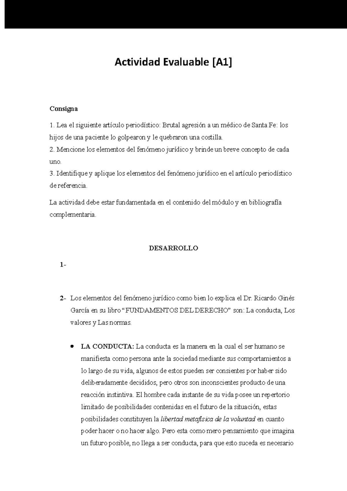 Actividad Evaluable A1: Elementos del Fenómeno Jurídico en DCPOLITICO - Studocu