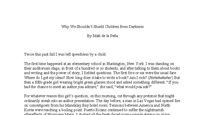 Why We Shouldn’t Shield Children from Darkness: Insights on Picture ...