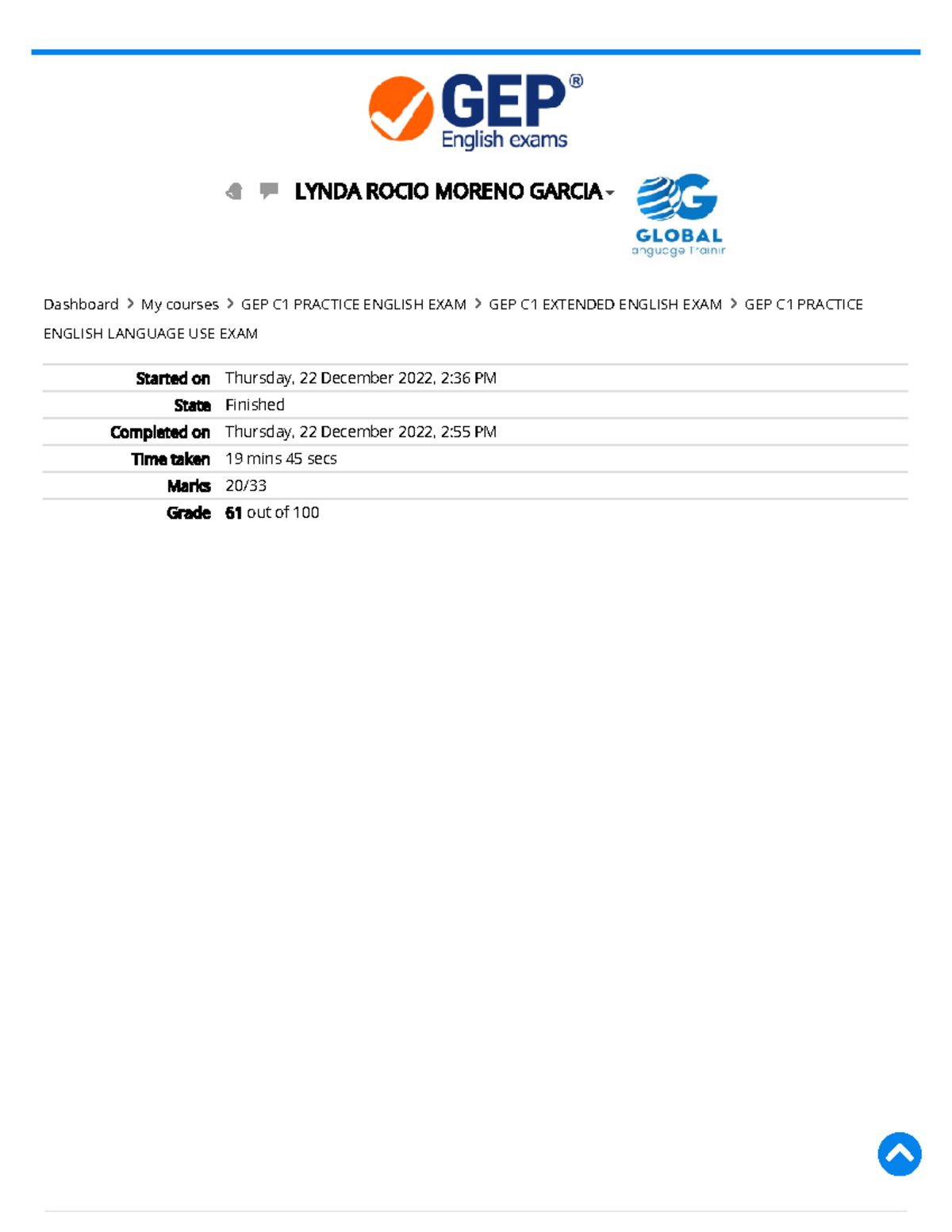 GEP C1 Practice English Language Use Exam Attempt Review - Studocu