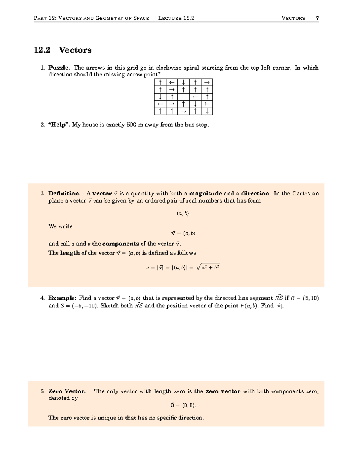 Vectors and Geometry of Space: Lecture 12.2 Notes - Studocu