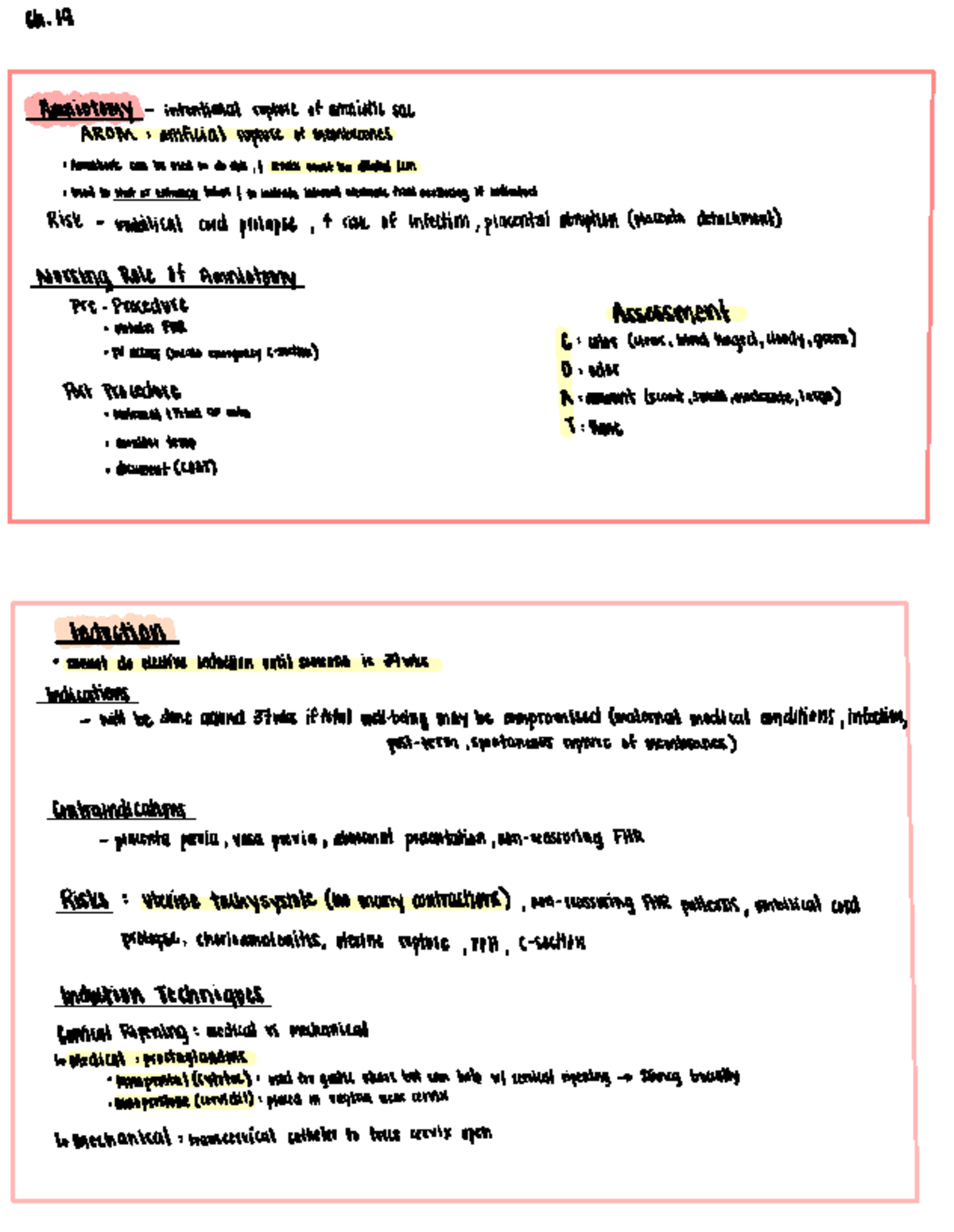 OB EXAM 2 - Comprehensive Tutor Notes on Amniotomy and Labor Management ...