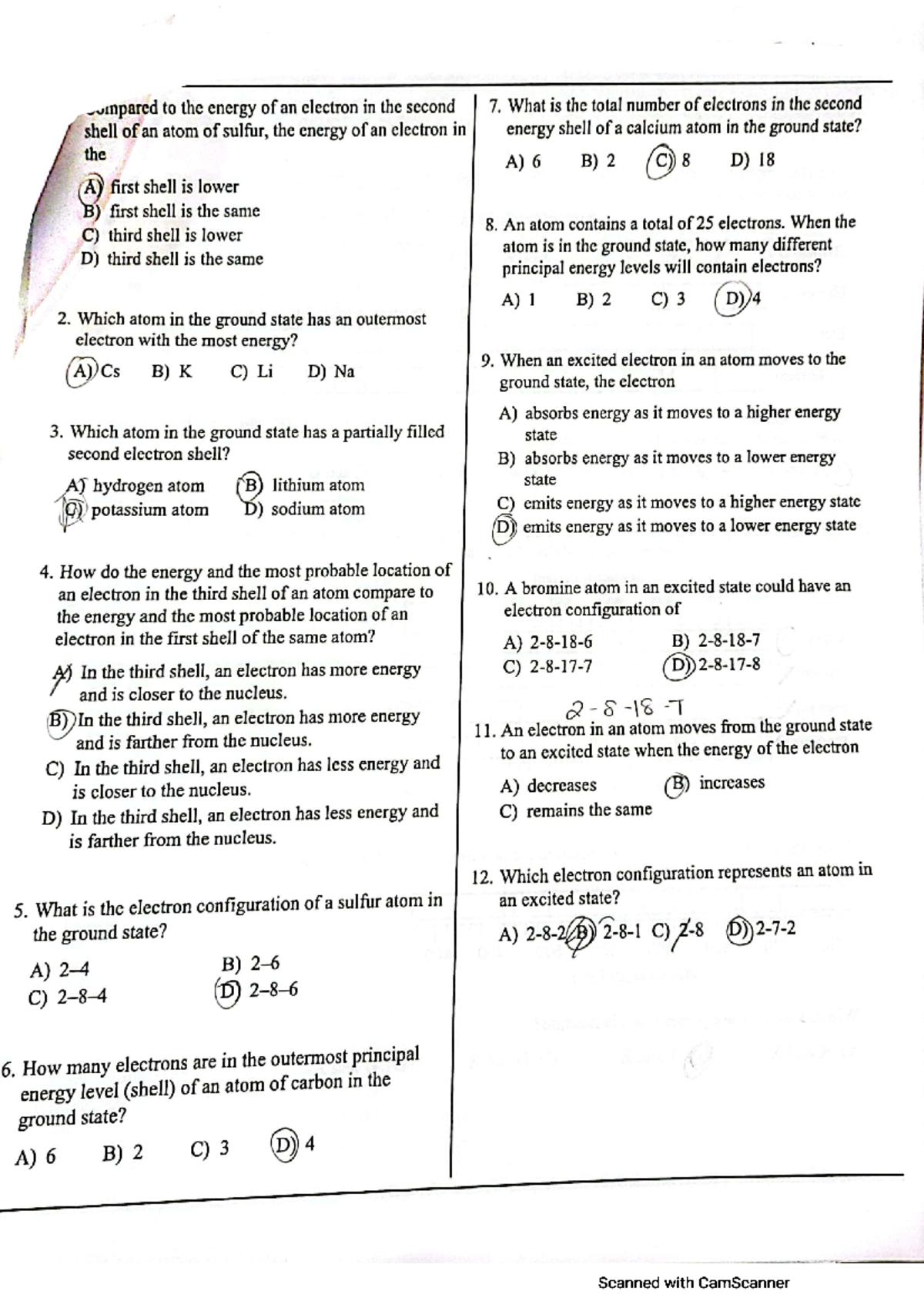 Atomic Structure & Bright Line Spectra: Review Questions for CHEM 101 ...