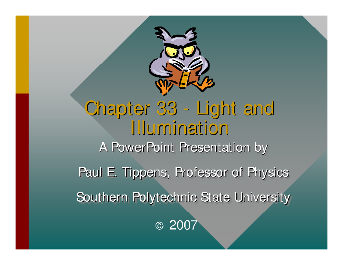 Physics 101: Chapter 33 - Light and Illumination Study Notes - Studocu
