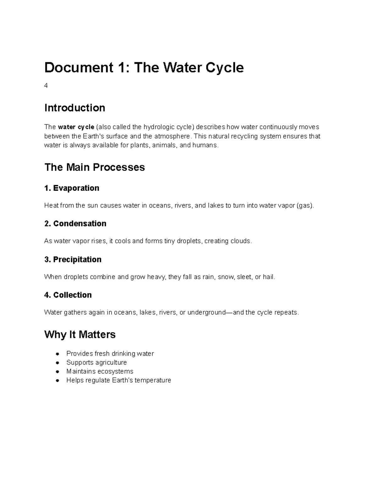 Water Cycle Overview: Key Processes and Importance - Studocu