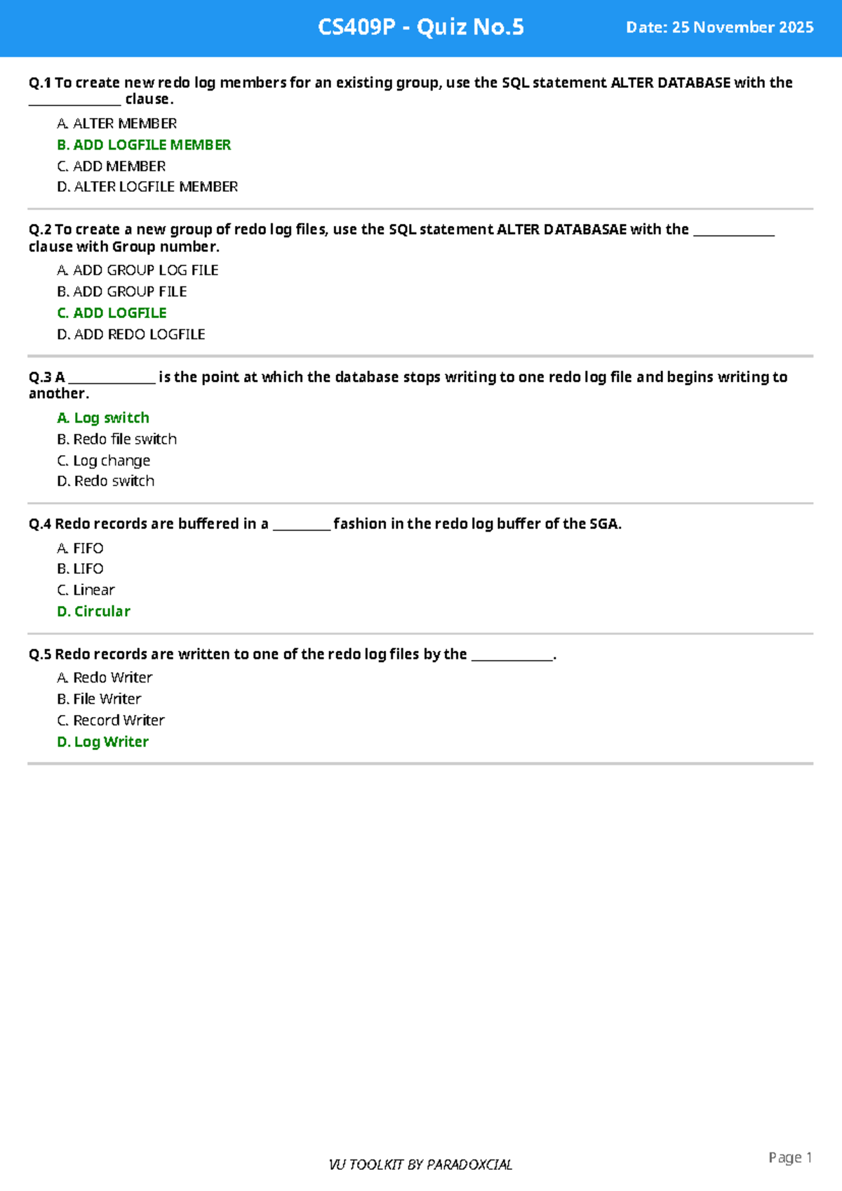 CS409P Quiz No.5 Review and Answers - Studocu