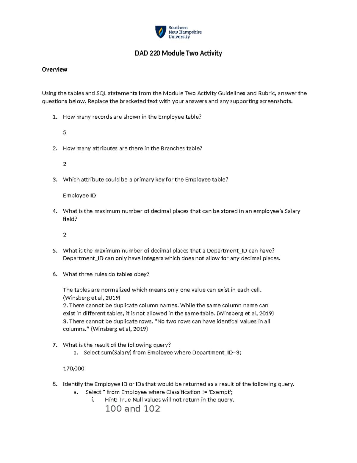 DAD 220 Module Two Activity Weeks - DAD 220 Module Two Activity ...