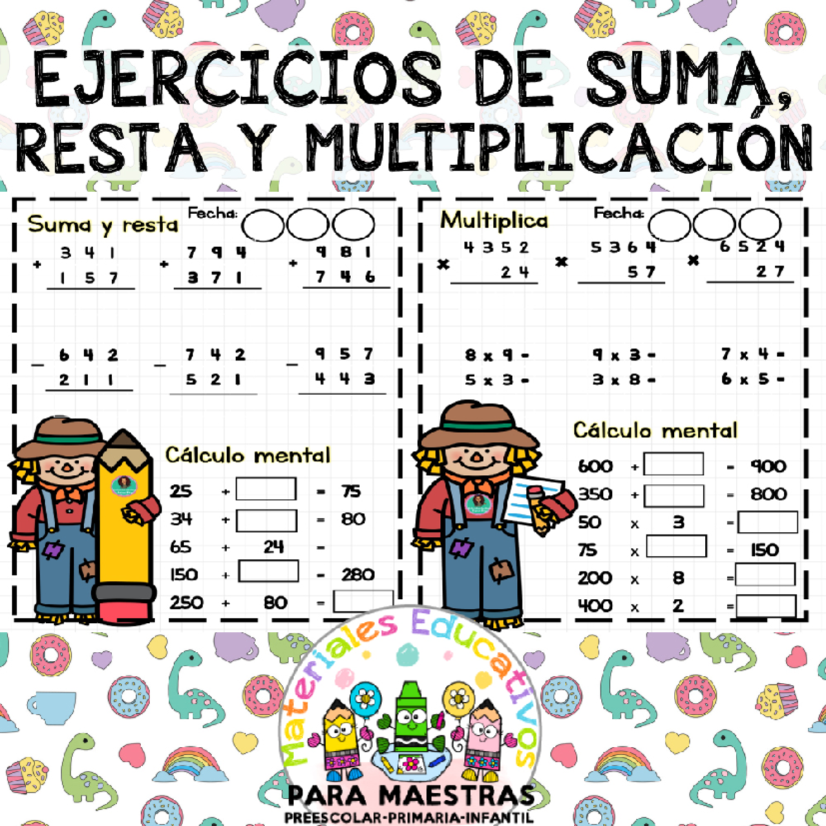 Ejercicios de Suma, Resta y Multiplicación - Materiales Educativos ...
