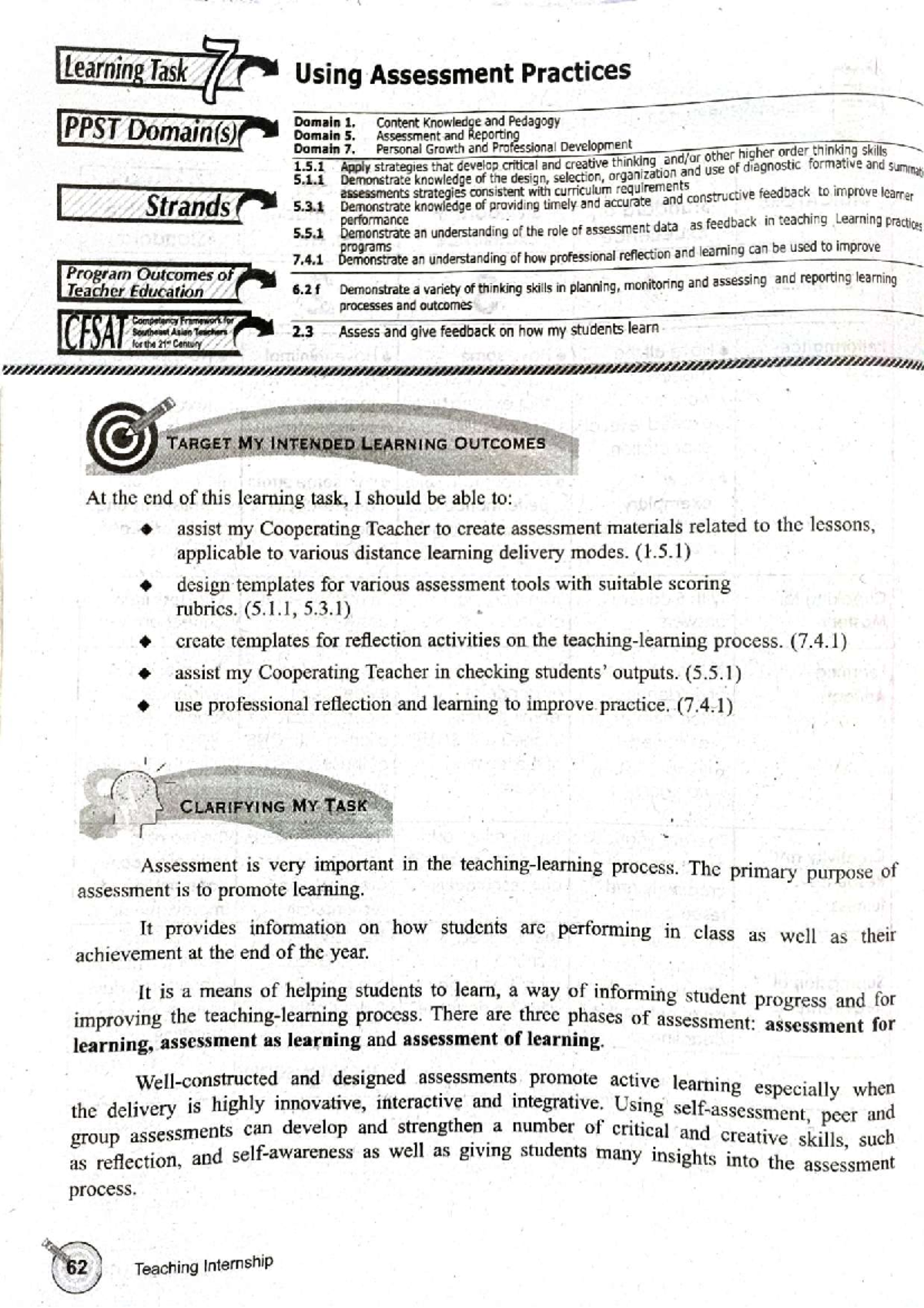 TI Learning Task 7 - Using Assessment Practices and Feedback - Studocu