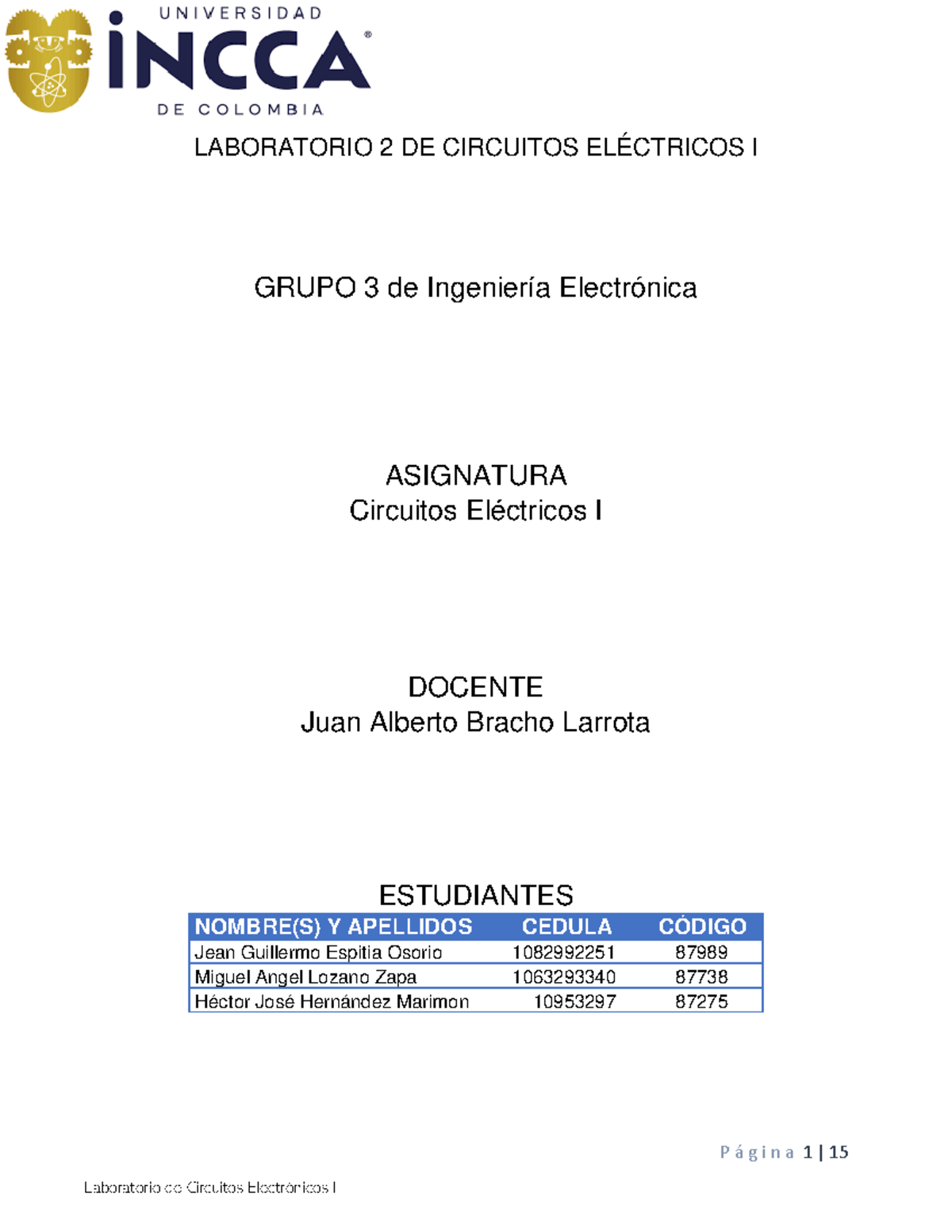 Laboratorio 2: Leyes de Nodos y Mallas en Circuitos Eléctricos I - Studocu