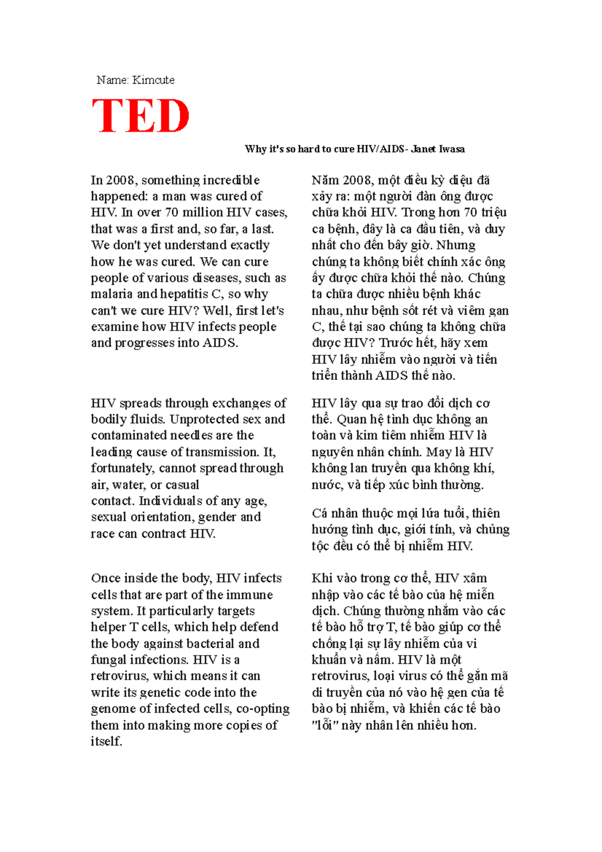 TED3 - hello my name is kim - Name: Kimcute TED Why it's so hard to ...