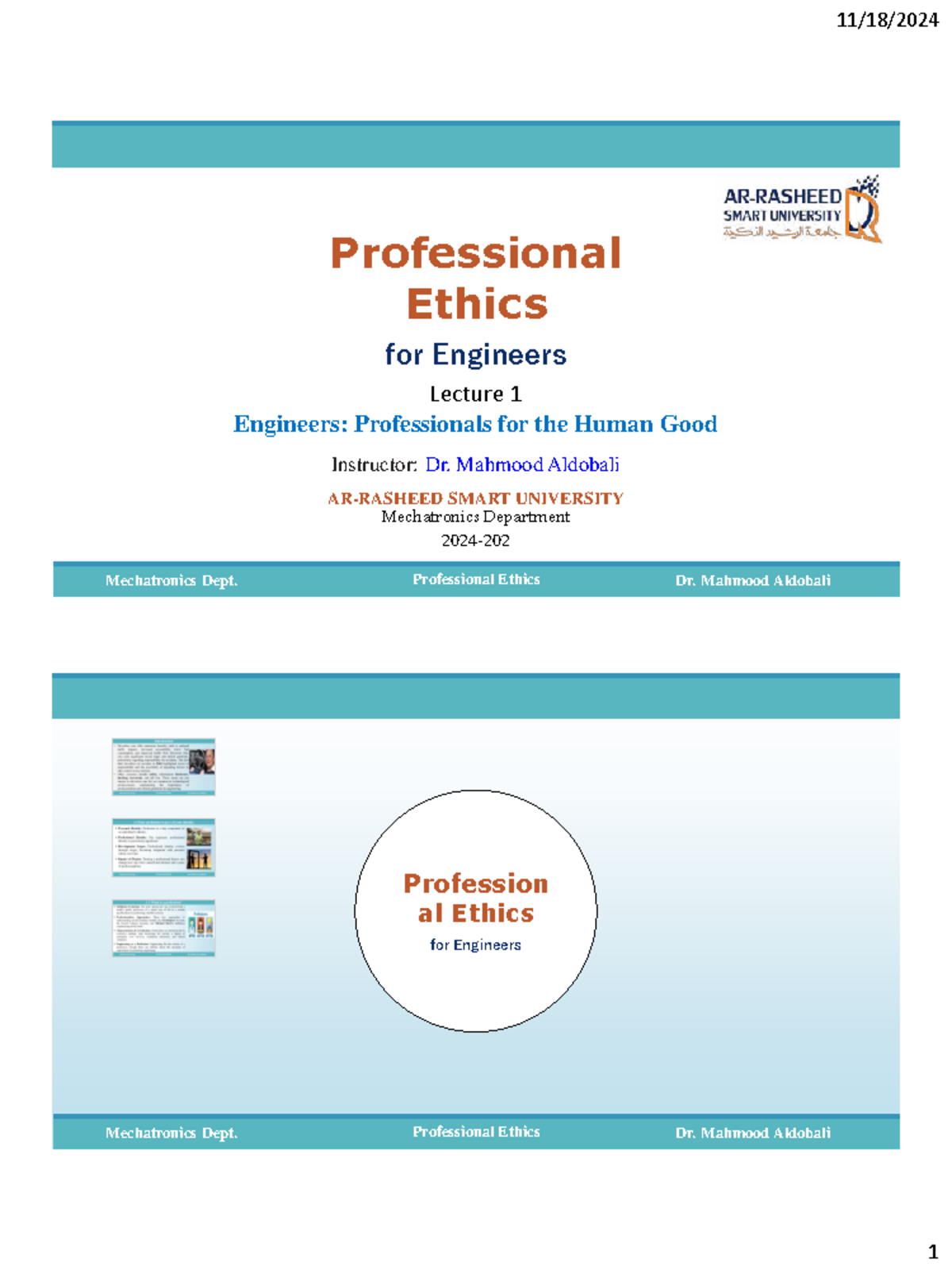 PEE 101: Lecture 1 - Professional Ethics in Engineering - Studocu