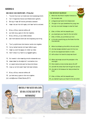 Sproeireë N Werkkaarte - 1 GEDIG 7 SPROEIREËN 1. My nooi is in 'n ...