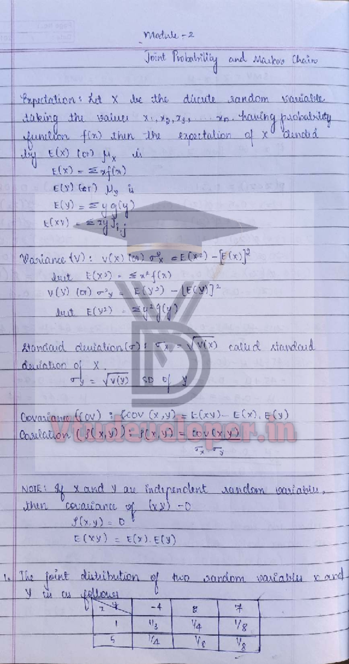 BCS301 Mod 2: Joint Probability & Markov Chain Expectations - Studocu