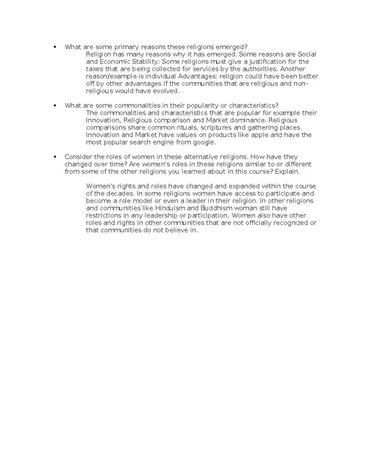 Exploring Alternative Religions: Emergence, Commonalities, and Women's ...
