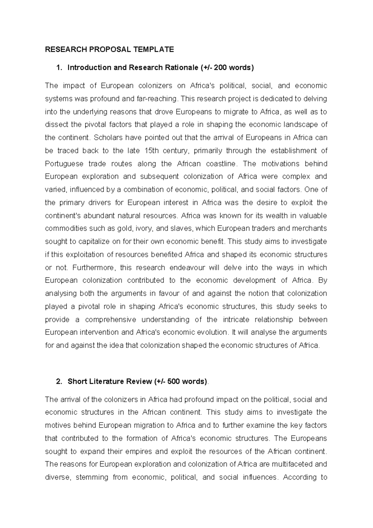GES 310 Research Proposal: Impact of Colonialism on Africa's Economy ...