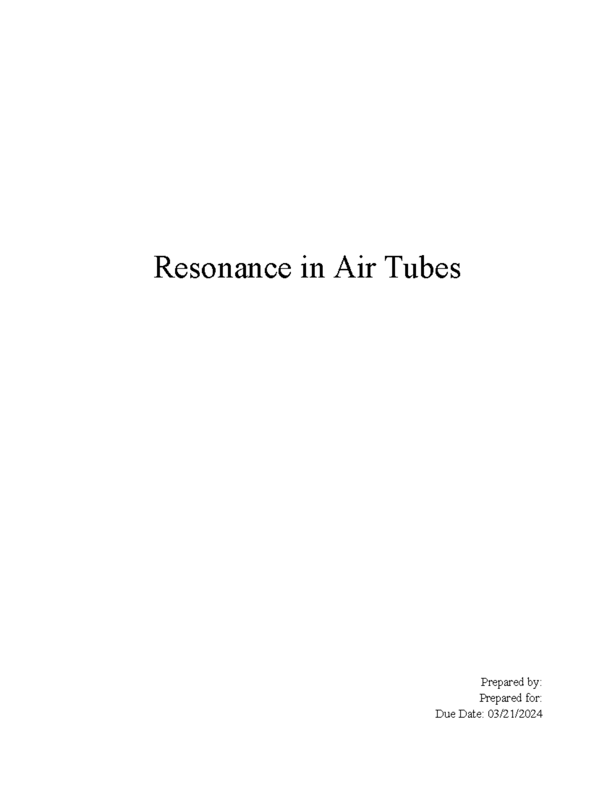 Grade 11 Physics: Resonance in Air Tubes Lab Report - Studocu