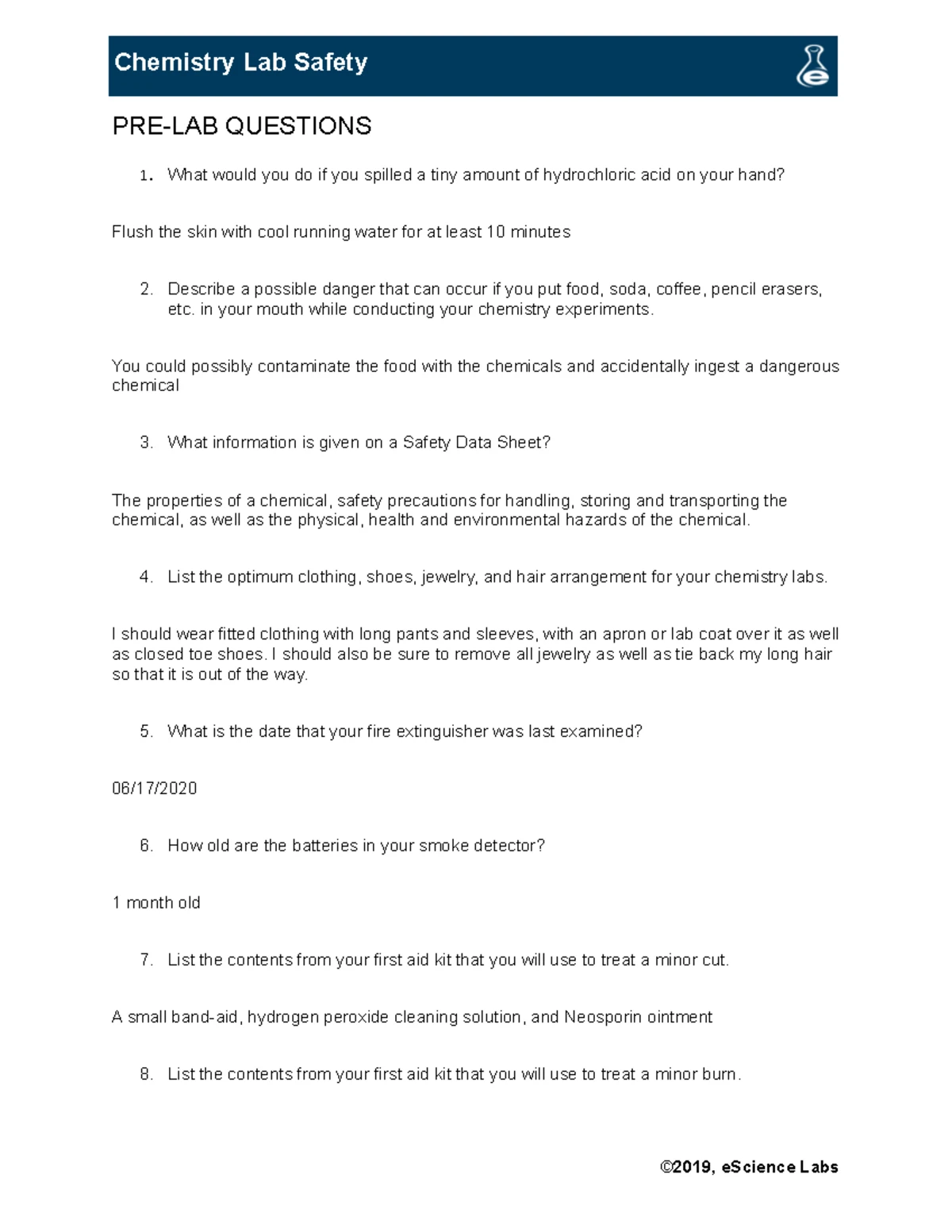Module 2 Post-Lab Workbook - Chemical Safety - PRE-LAB QUESTIONS What ...