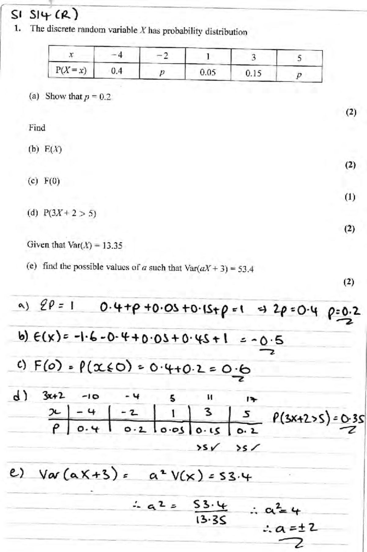 S14 S1 (R) Probability Distribution and Statistics Exam Notes - Studocu