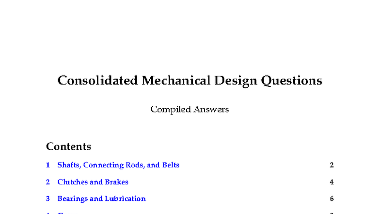 Mechanical Design Q&A Compilation - PYQ Notes - Studocu