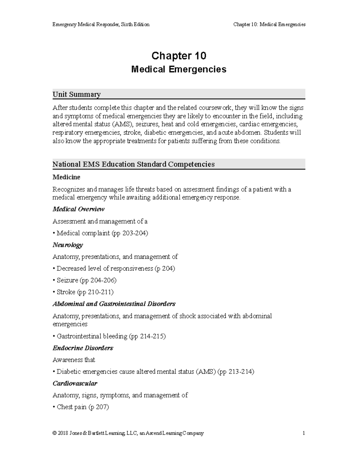 Ch 10 Medical Emergencies notes - Chapter 10 Medical Emergencies Unit ...