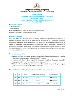 OBE Course Outline CSE210 - Independent University, Bangladesh Department of Computer Science ...