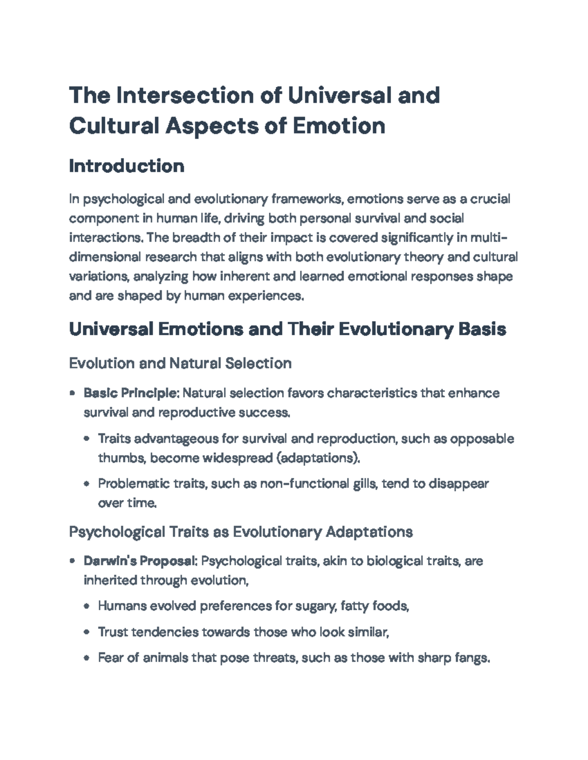 Cultural Influences on Universal Emotions: Evolutionary Perspectives ...