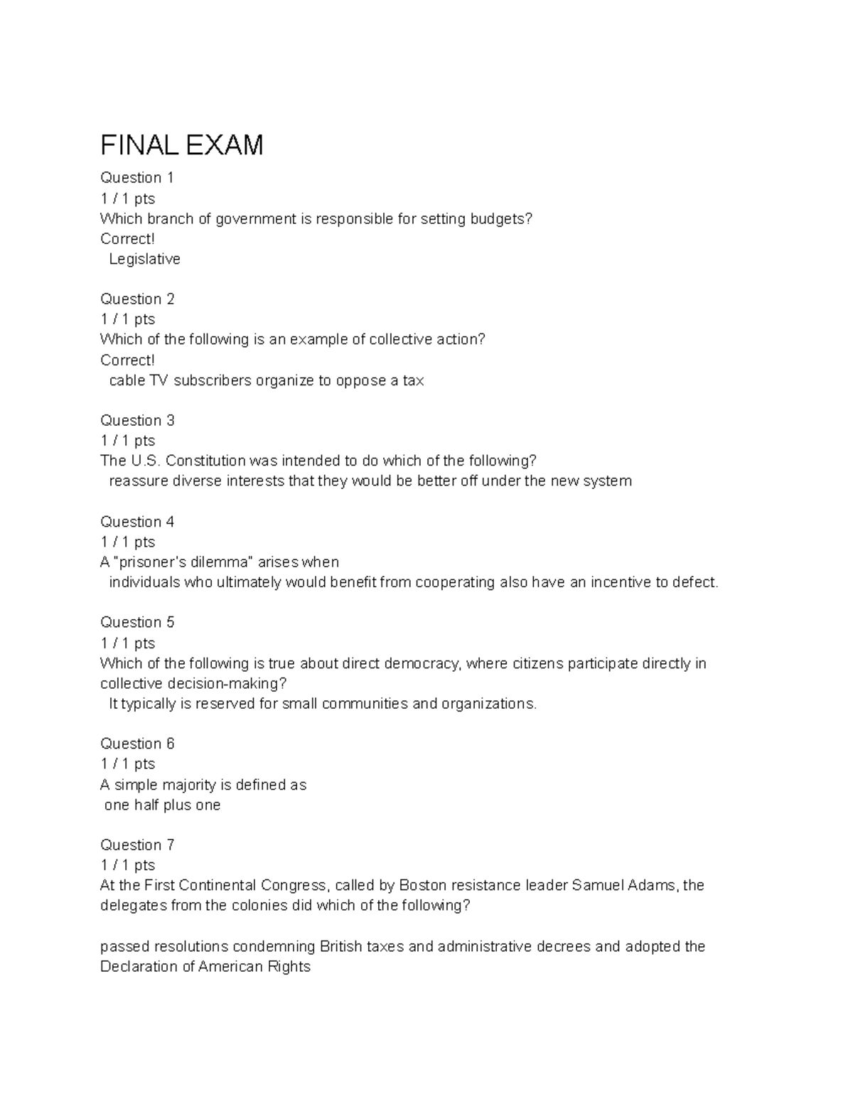 POS 1041 Comprehensive Review for Final Exam - Studocu