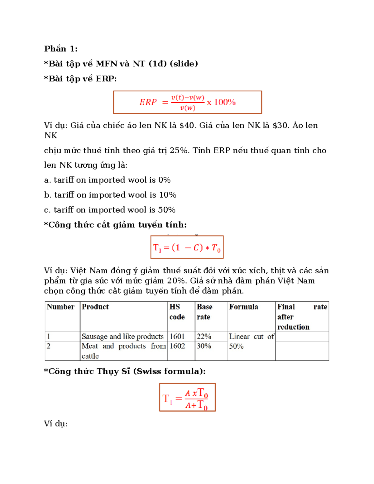 Cstmqt ôn ktra MFN và NT (1đ) & ERP: Tính Toán Thuế Nhập Khẩu - Studocu