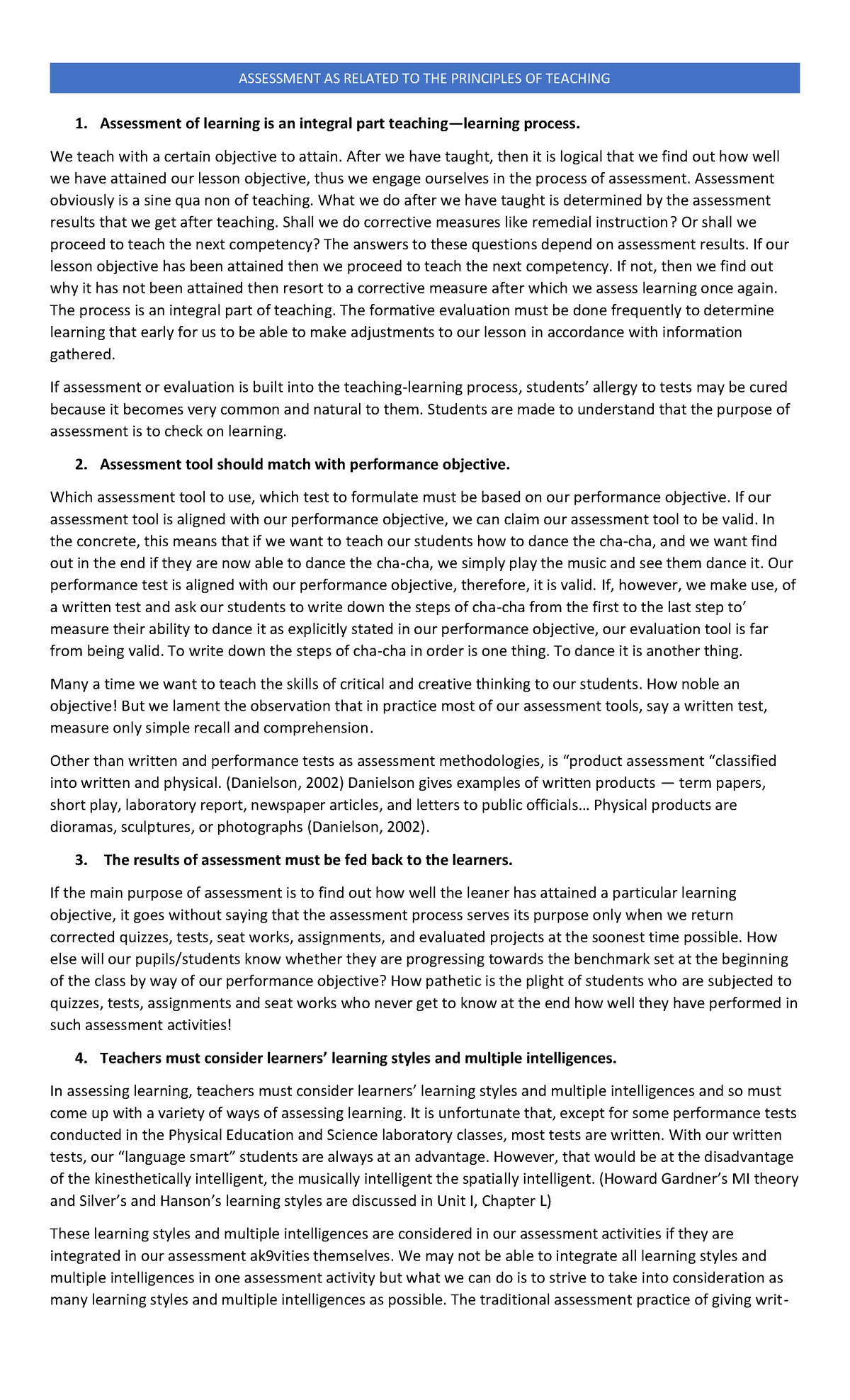 Chapter 5 Assessment Strategies: Aligning with Teaching Principles ...