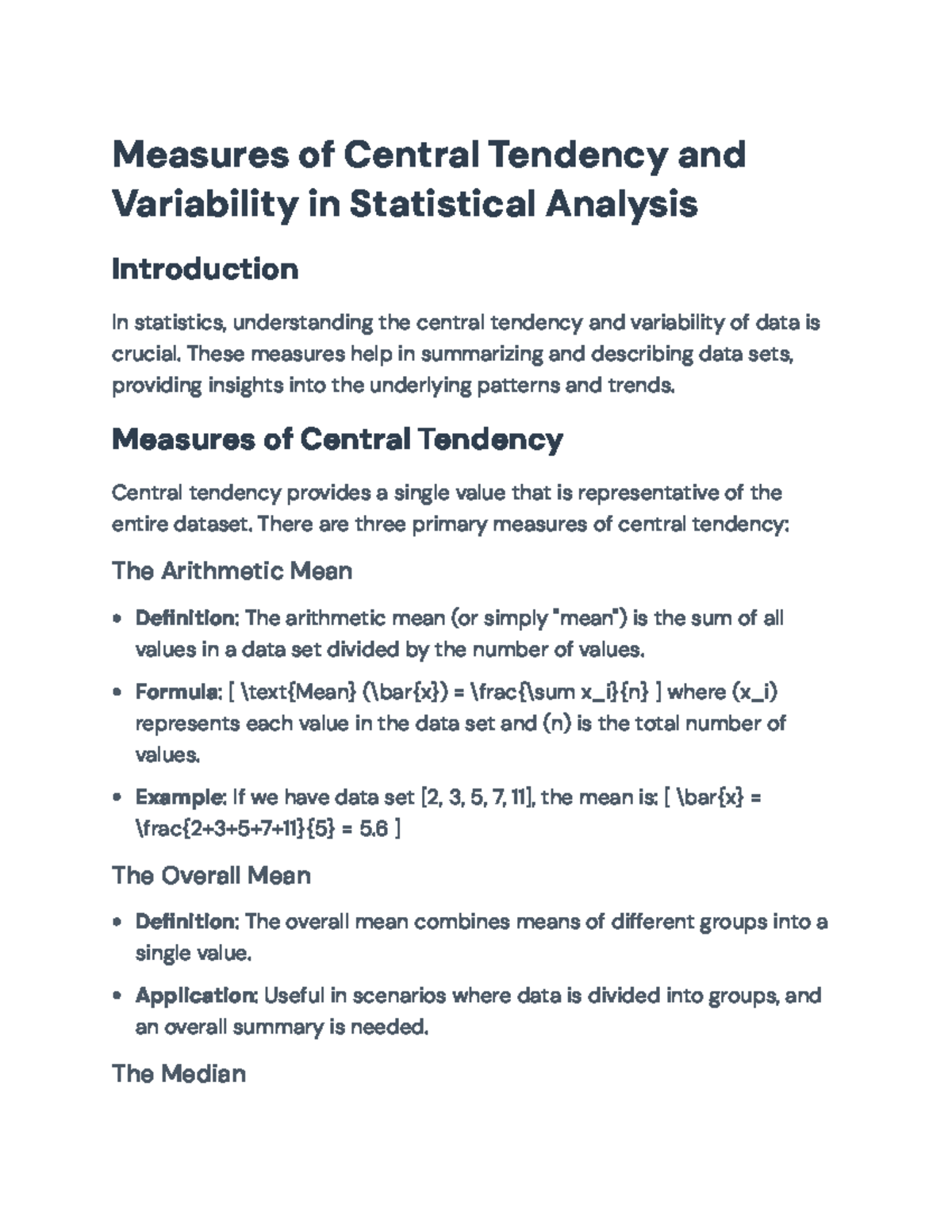 Statistical Analysis: Central Tendency & Variability Measures - Studocu