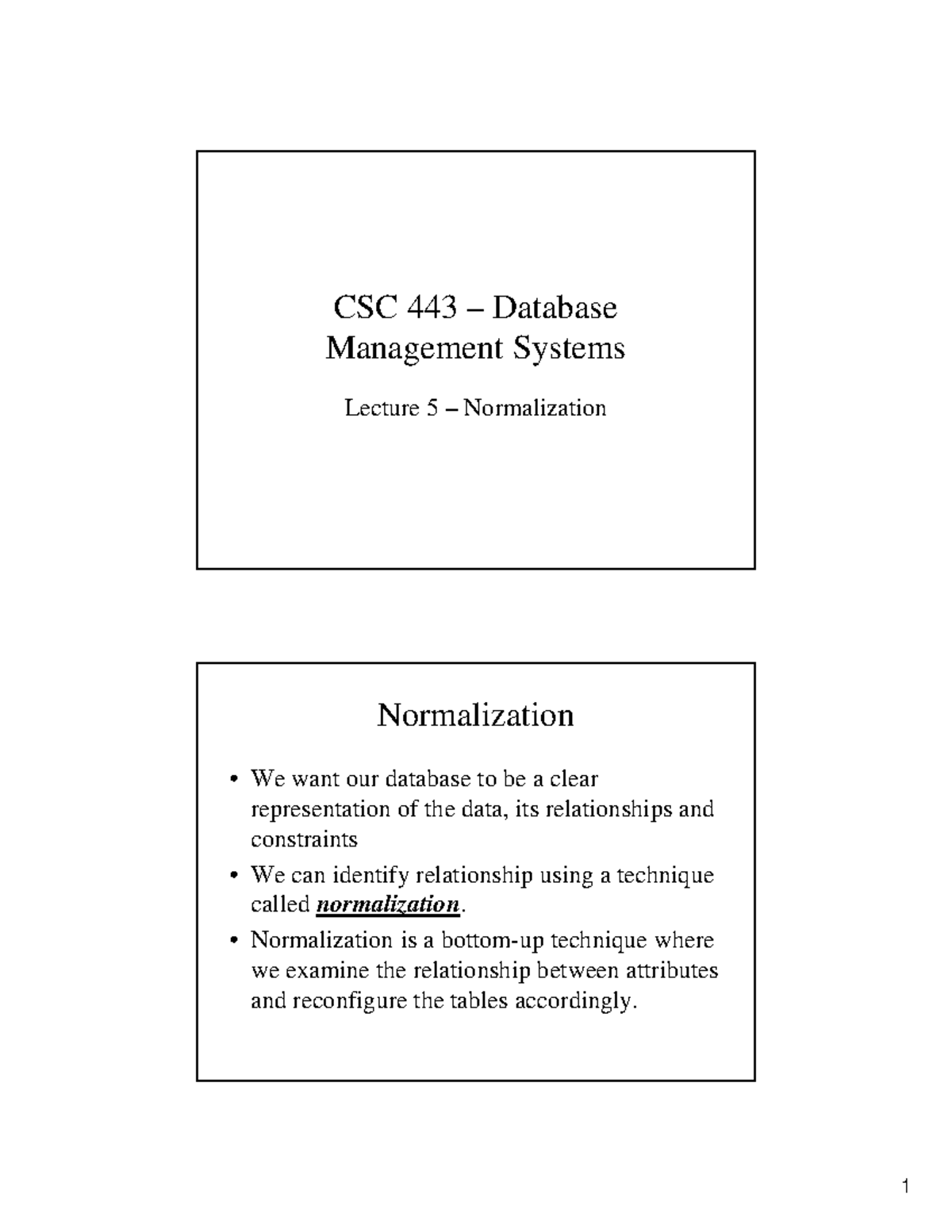 Normalization 1 – CSC 443 Lecture Notes on Database Design - Studocu