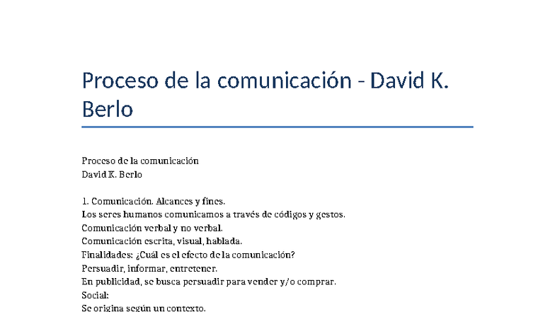 Proceso de la Comunicación según David K. Berlo: Análisis y Modelos ...