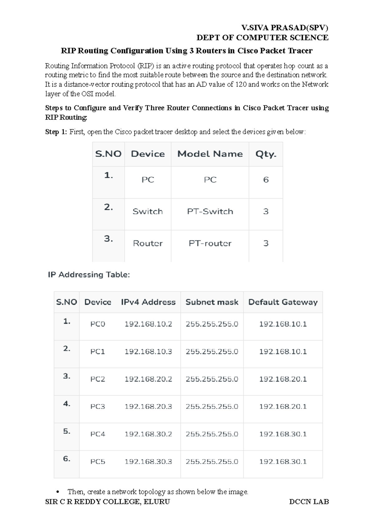 RIP Config: 3 Routers Setup in Cisco Packet Tracer Guide - Studocu