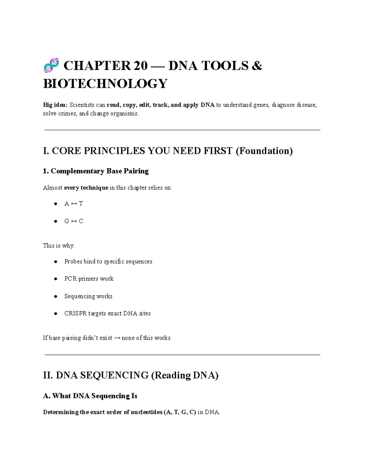 Chapter 20 AP Bio Notes: DNA Tools & Biotechnology Overview - Studocu