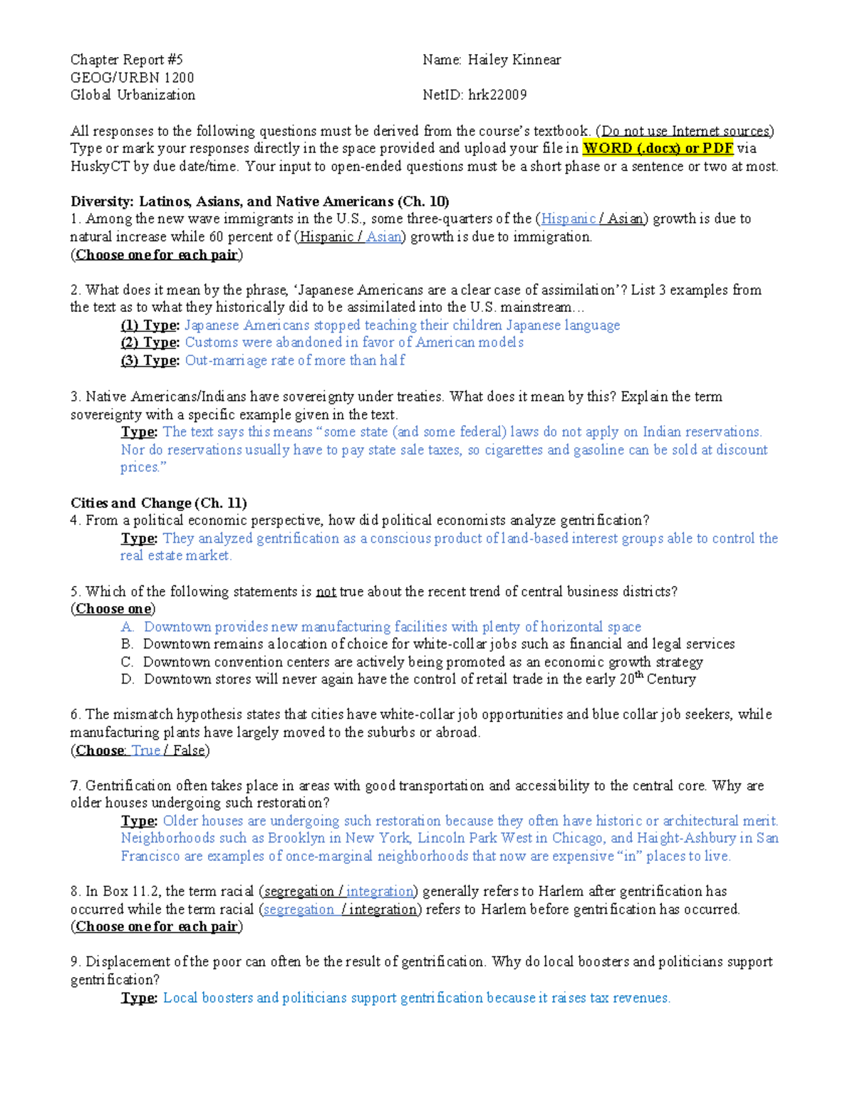Chapter Report #5: Global Urbanization Insights (Ch. 10 & 11) - Studocu