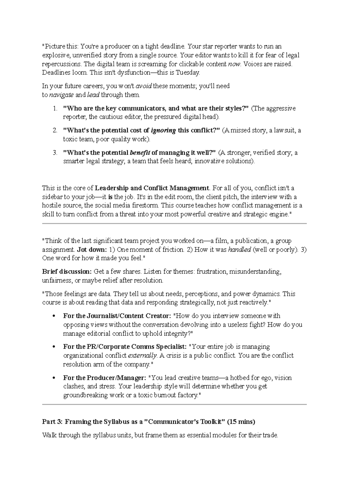 Leadership and Conflict Management - Class Overview (LCM101) - Studocu