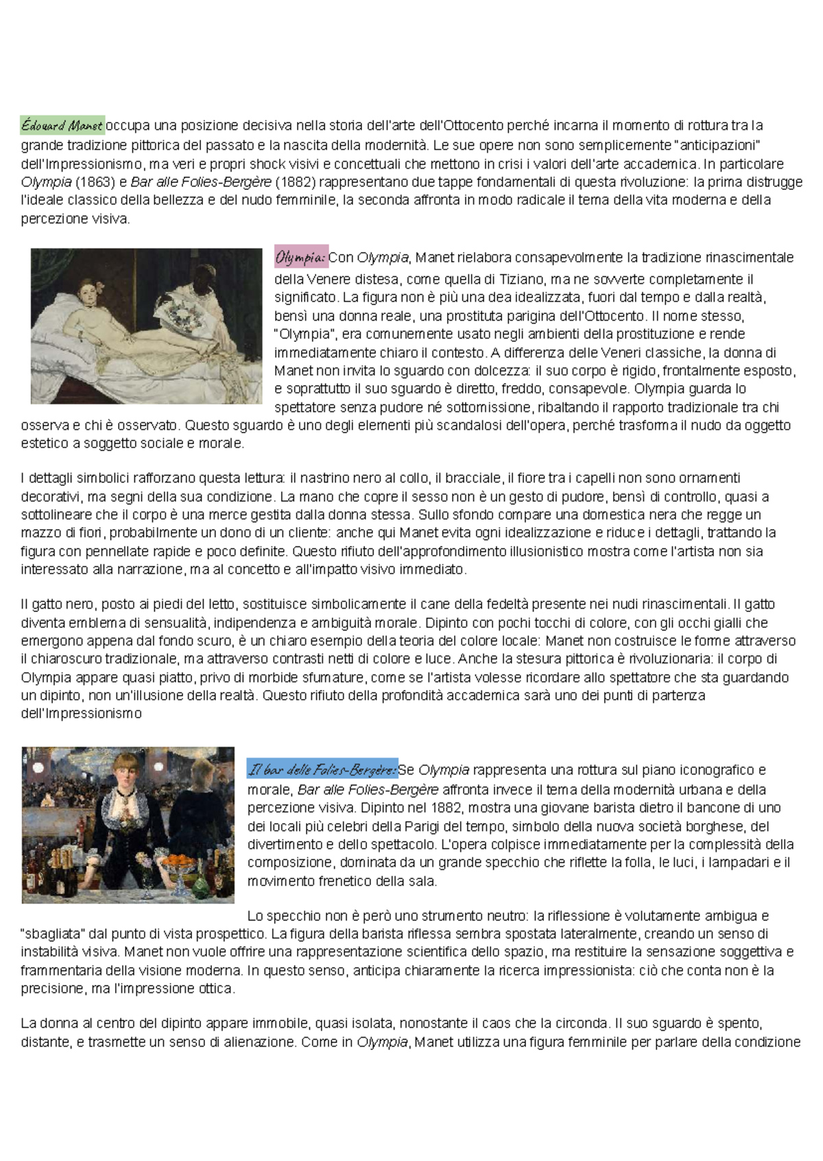 ARTE - Manet: Rottura e Modernità nelle Opere di Olympia e Bar alle ...