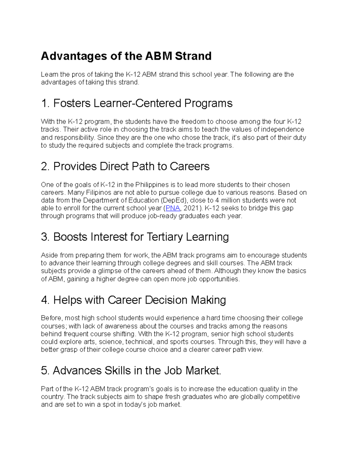 Benefits of the K-12 ABM Strand: Career Paths and Skills Development ...