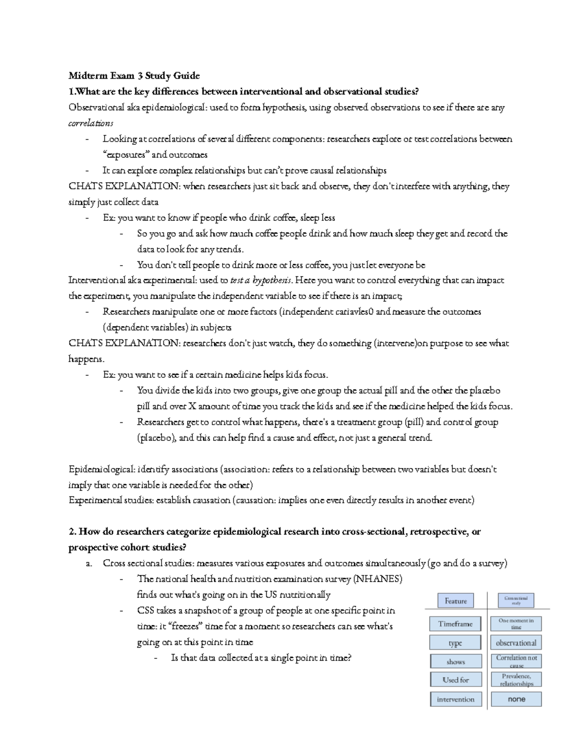 Midterm Exam 3 Study Guide: Interventional vs Observational Studies ...