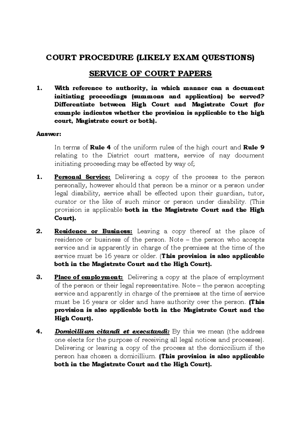 Court Procedure Q&A for Paper 1 Board Exams: Key Exam Insights - Studocu
