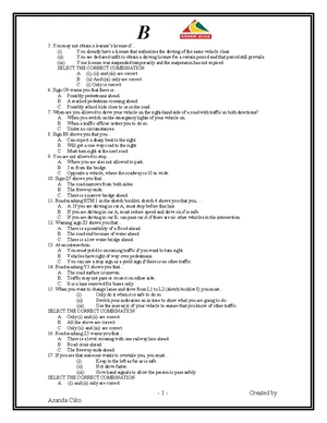 Driving License Test Questions and Answers (CODE 2 & CODE 3) - Studocu