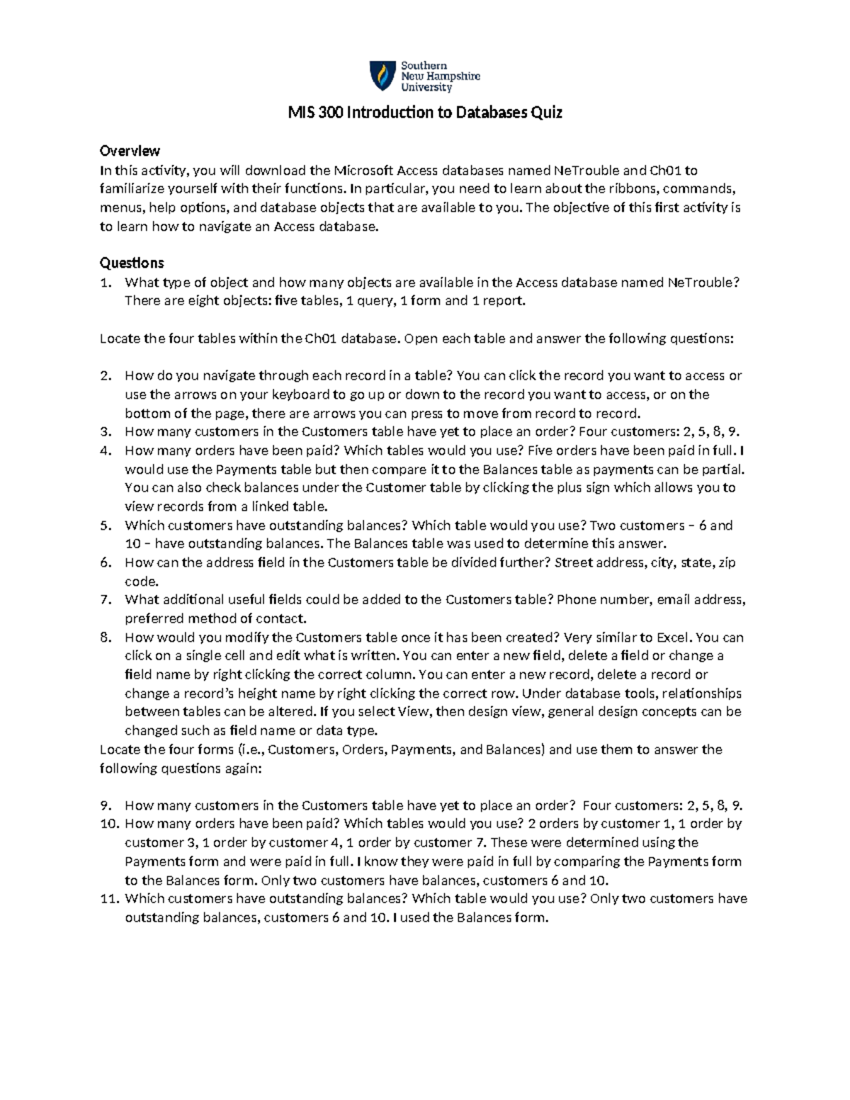 MIS 300 Quiz: Overview of Microsoft Access Databases - Studocu