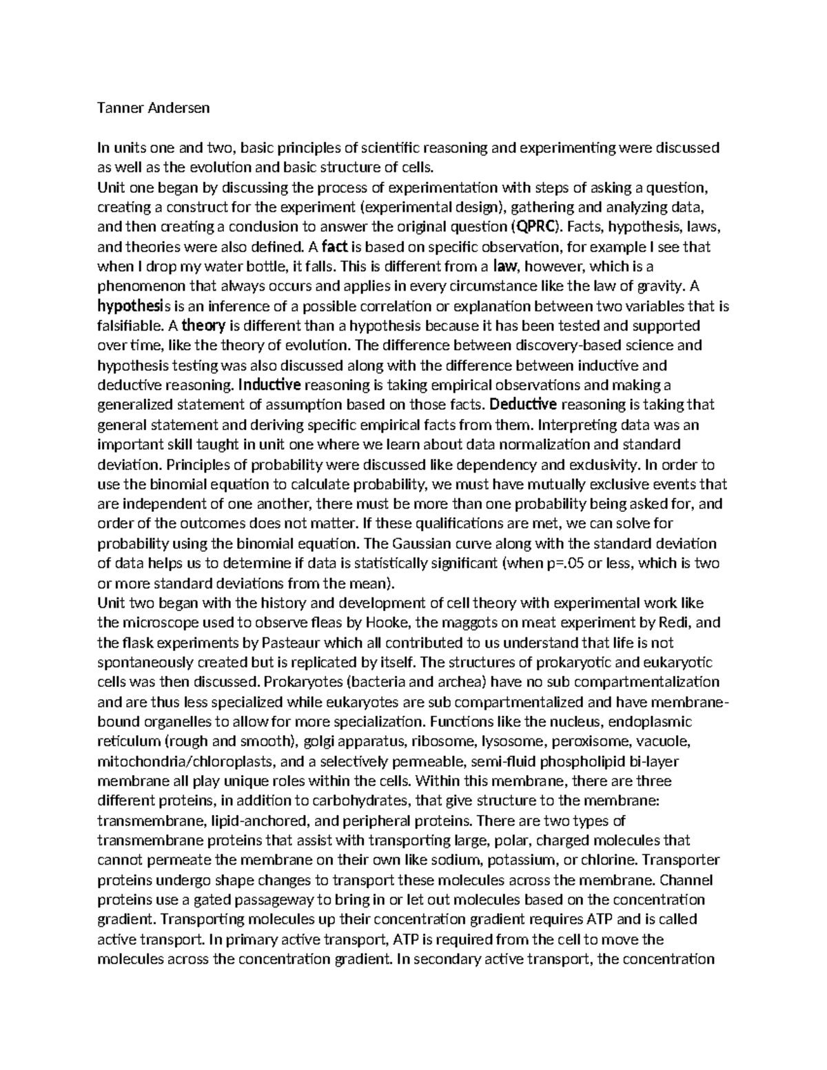 Units 1 & 2 BIO Summary: Scientific Reasoning & Cell Structure - Studocu