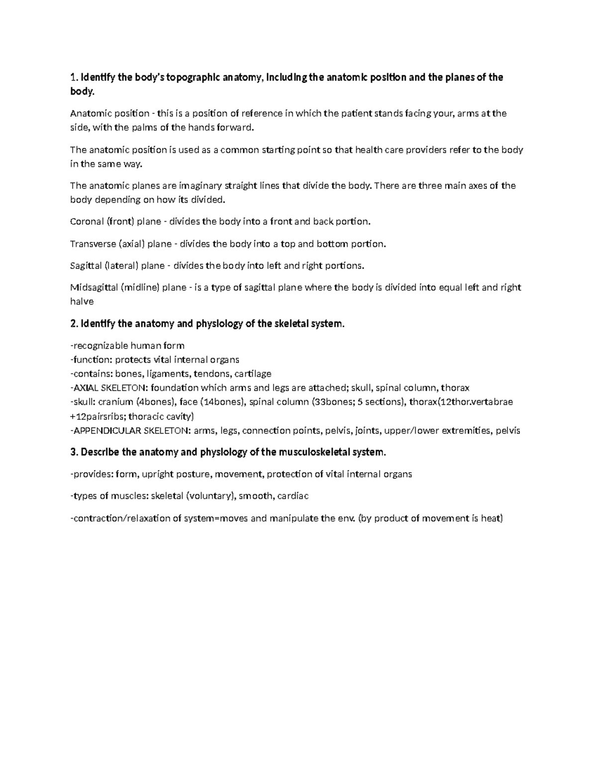 EMT 101: Anatomy & Physiology Overview of Body Systems - Studocu