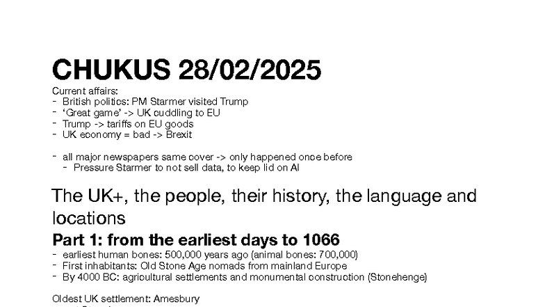 Chukus les 2 - CHUKUS 28/02/ Current affairs: - British politics: PM ...