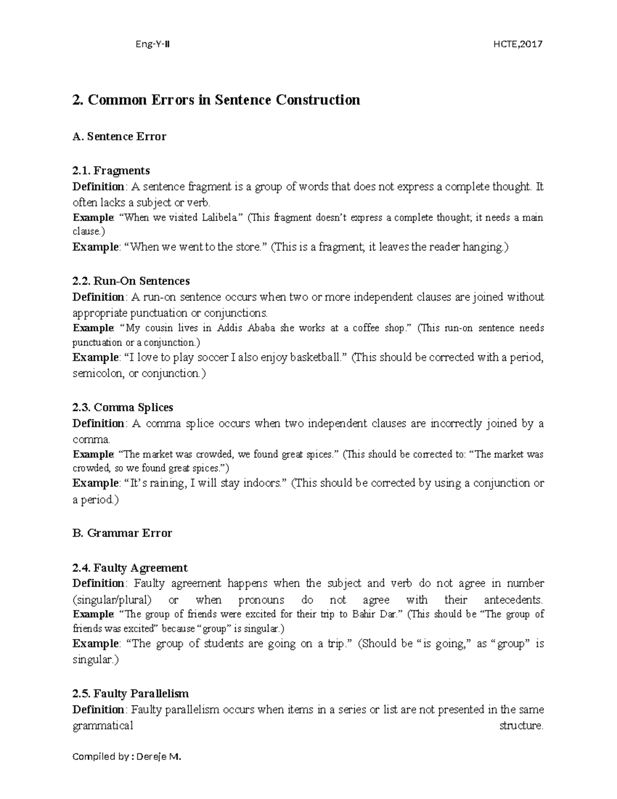 HCTE 2017: Common Errors in Sentence Construction - Study Material ...