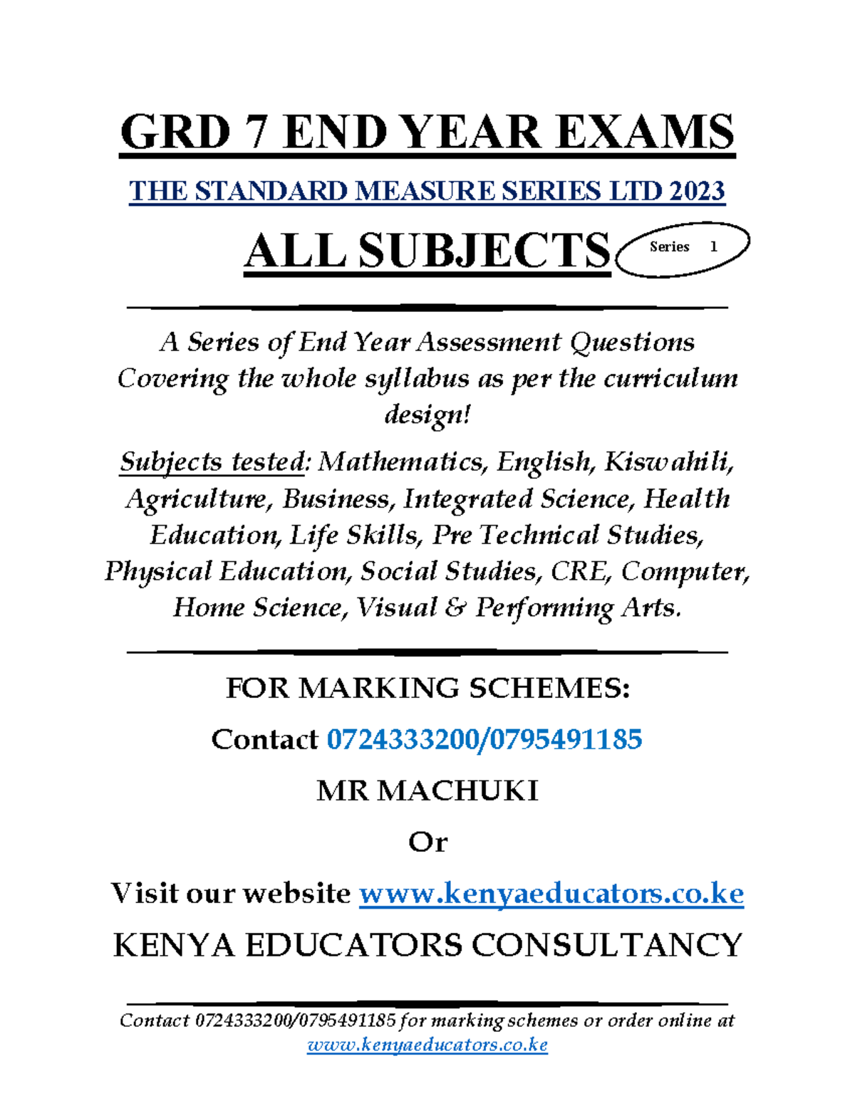 GRD 7 JSS End Year Comprehensive Exam Questions 2023 - Studocu