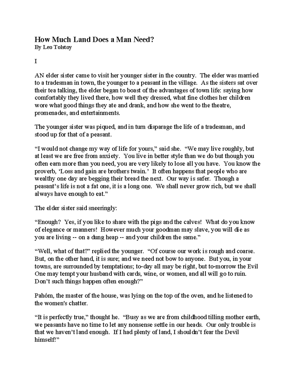 1- How much land does a man need (story) - How Much Land Does a Man ...