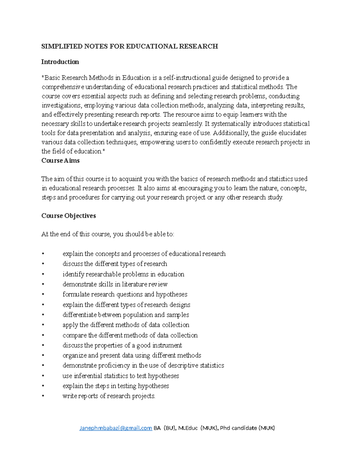 Educational Research Simplified Notes: Basic Methods and Practices ...